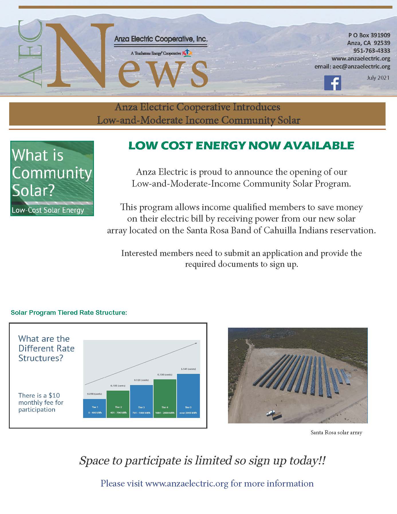 Bill Inserts | Anza Electric Cooperative, Inc